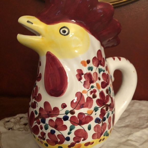 Dining | Vintage Hand Painted Italian Rooster Pitcher Made In Italy ...